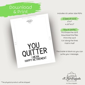 You Quitter I Mean Happy Retirement Printable Card | Retirement Card ...