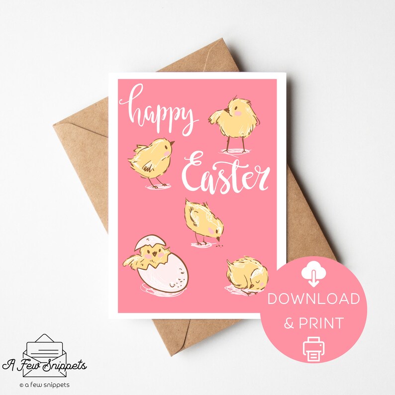 Happy Easter Printable Card | Easter Chicks | Easter Card | Simple ...