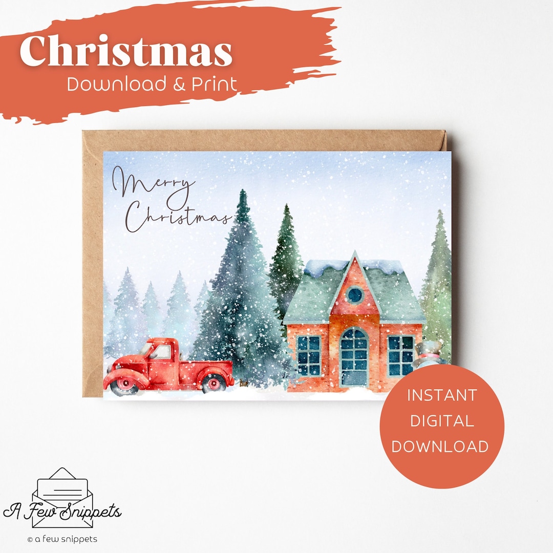 Merry Christmas Scene Printable Christmas Card | Christmas Card ...