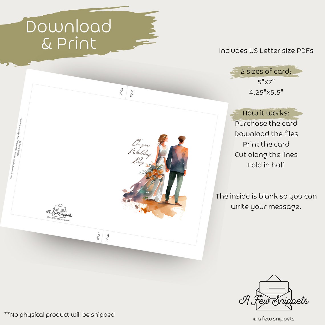 On Your Wedding Day Printable Card Wedding Congratulations Print at ...