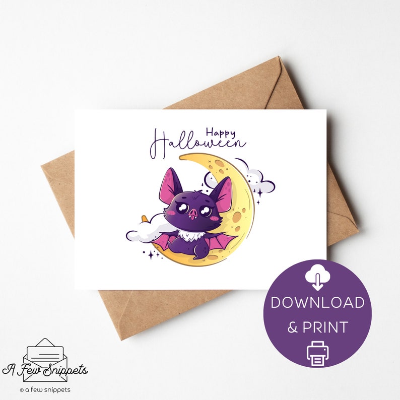 Happy Halloween Printable Card | Halloween | Print at Home | Card ...
