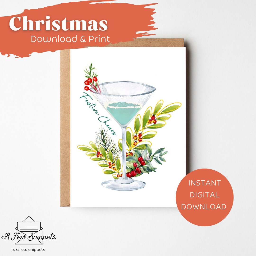 Festive Cheers Printable Card | Christmas Card | Instant Download PDF ...
