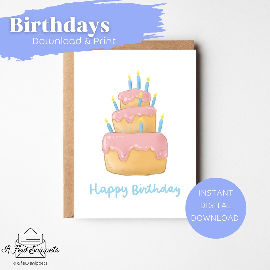 Happy Birthday Printable Card Birthday Card Card Template Instant ...