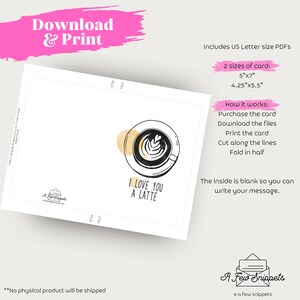 I Love You A Latte Printable Card Love Card Instant Download PDF Card ...