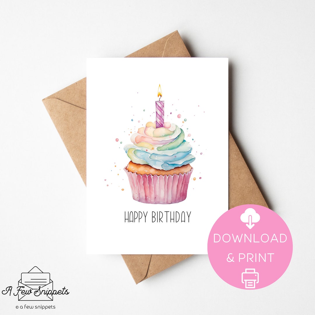 Happy Birthday Printable Card Birthday Card Card Template Instant ...