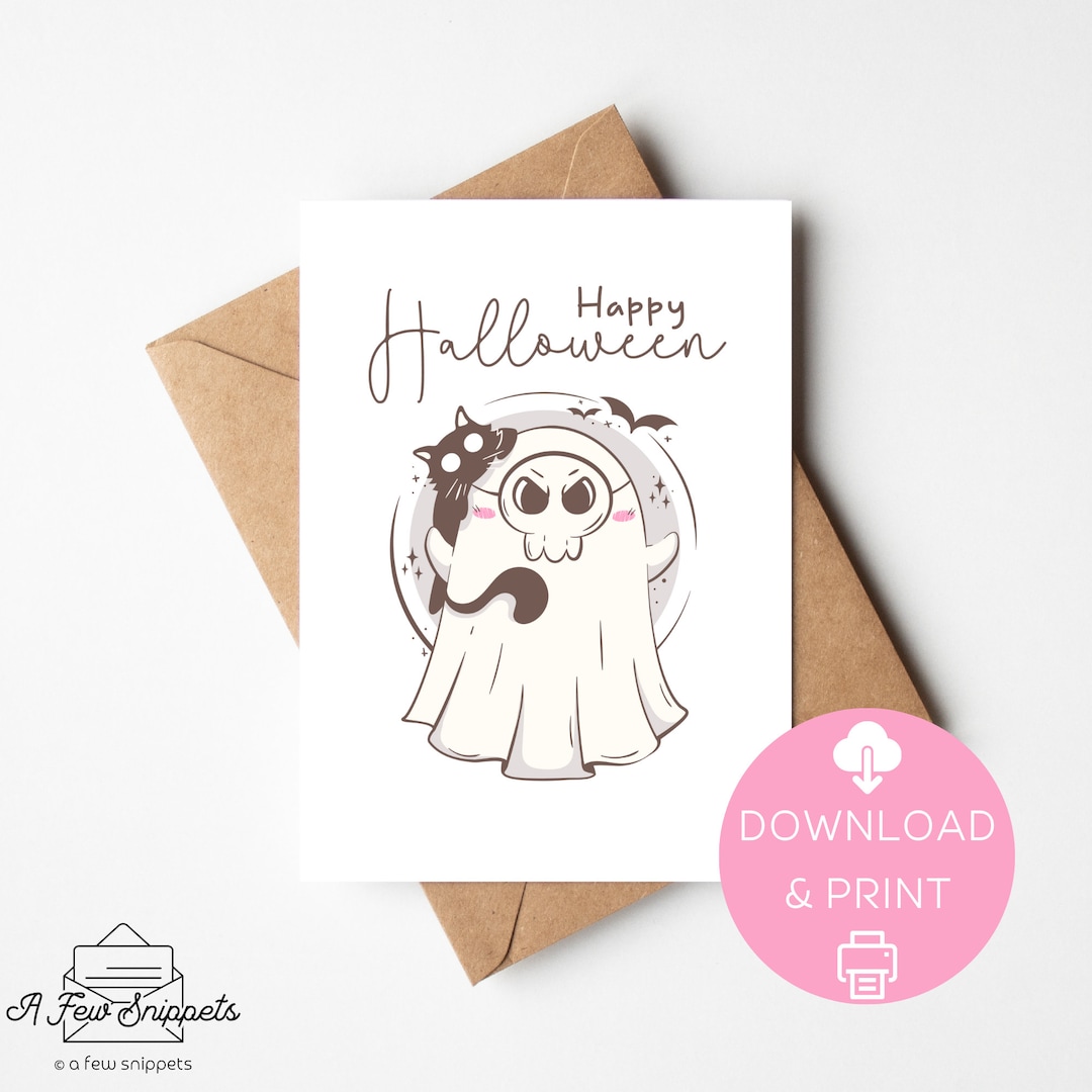 Happy Halloween Printable Card Halloween Print at Home Card Template ...