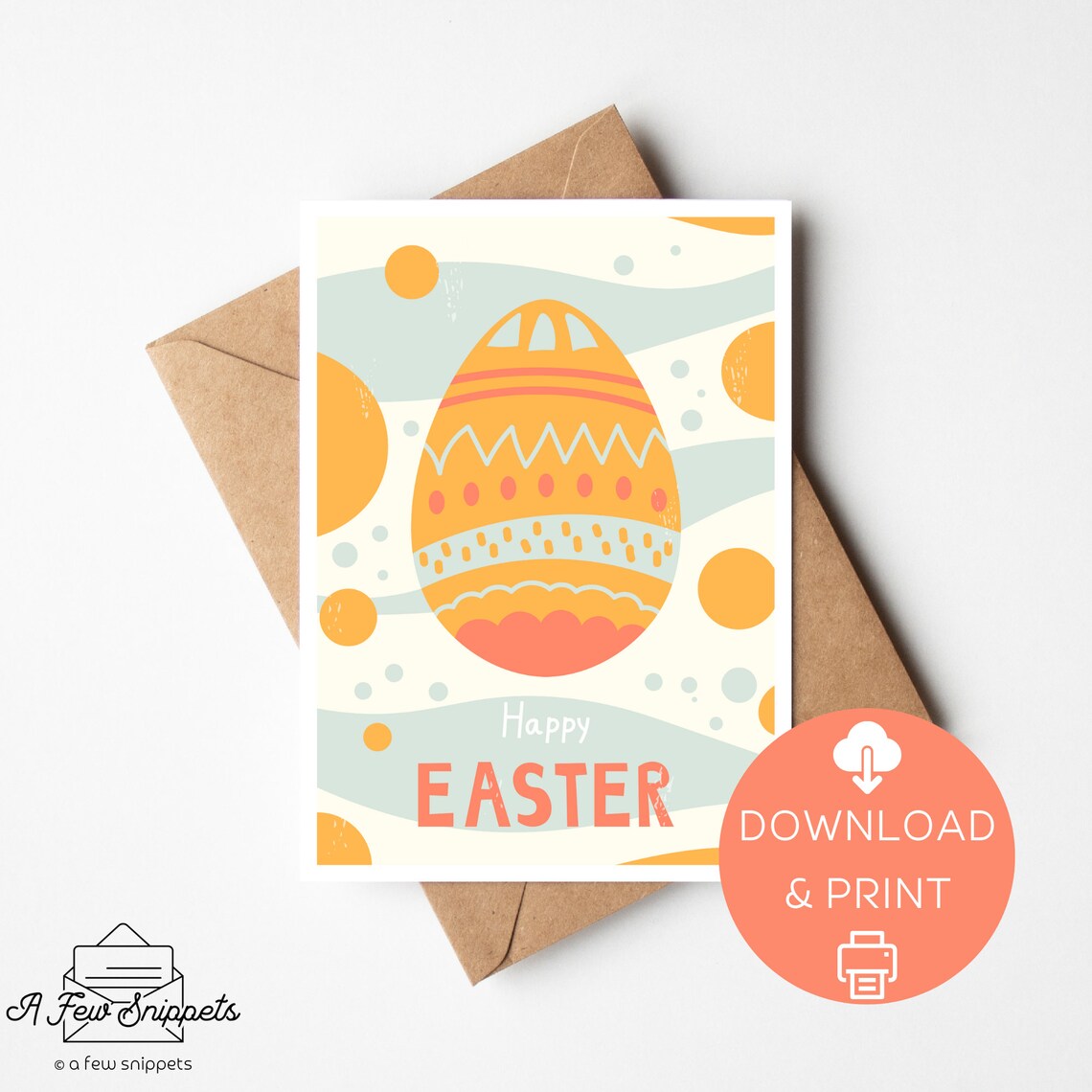 Happy Easter Printable Card Easter Egg Retro Easter Card Print at Home ...