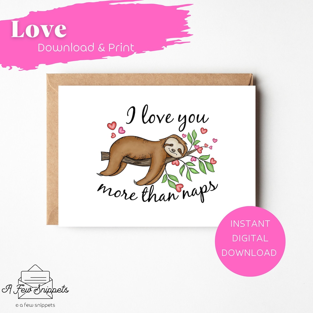 I Love You More Than Naps Printable Card Valentine's Day - Etsy