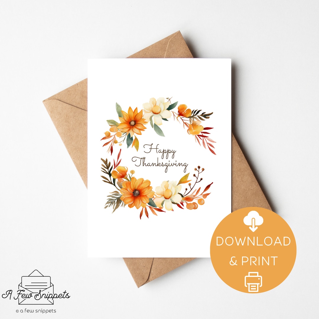Happy Thanksgiving Printable Card | Thanksgiving | Print at Home | Card ...
