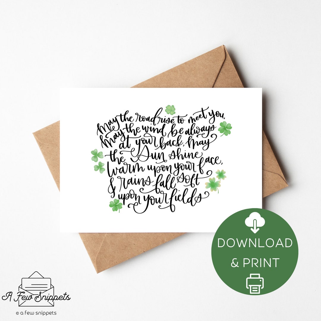 Irish Blessing Printable Card | St Patrick's Day | Print at Home | Card ...