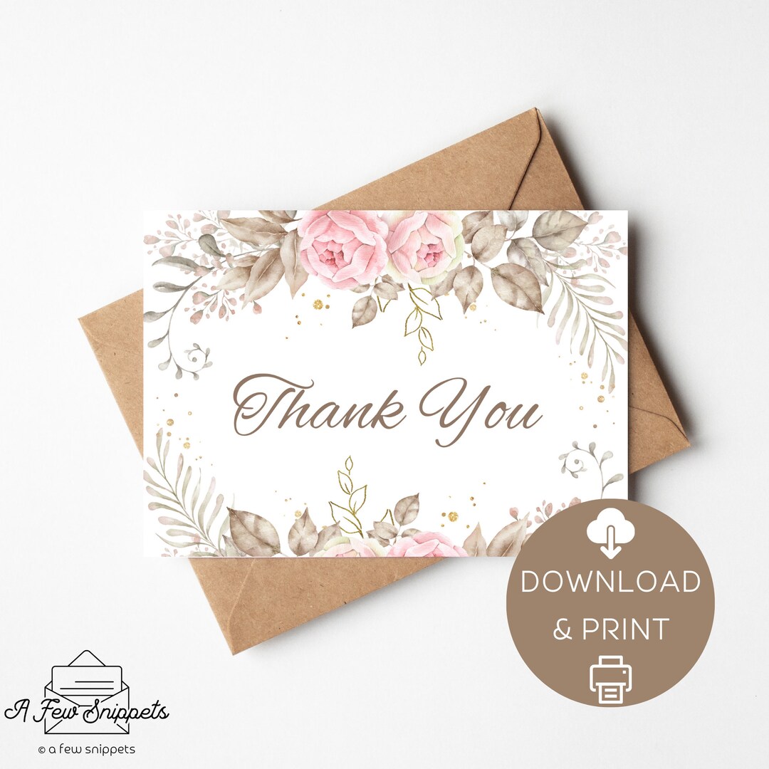 Thank You Printable Card | Thank You | Print at Home | Card Template ...