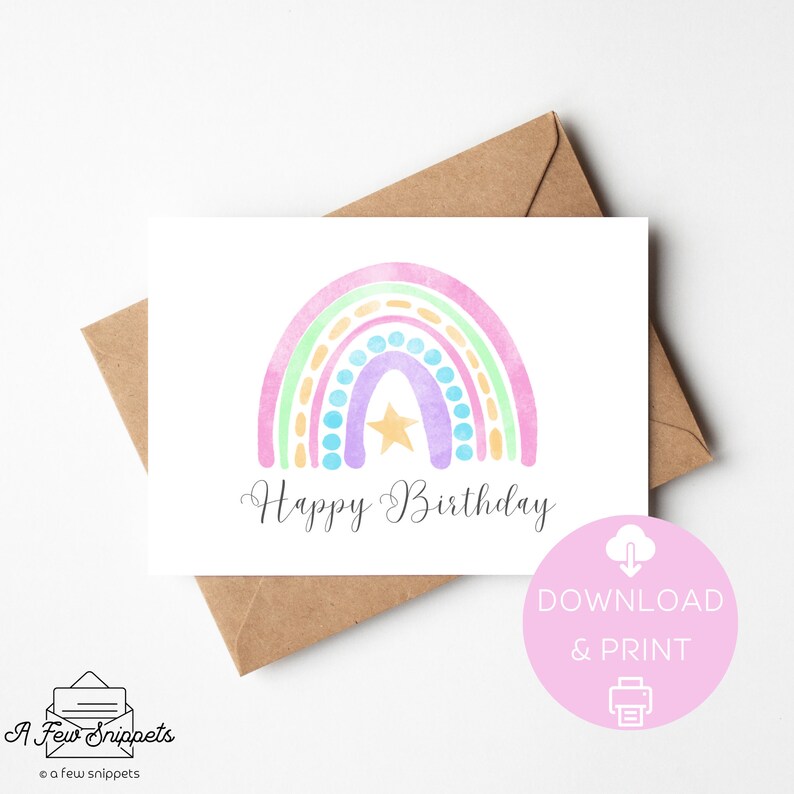 Happy Birthday Printable Card Birthday Card Card Template - Etsy
