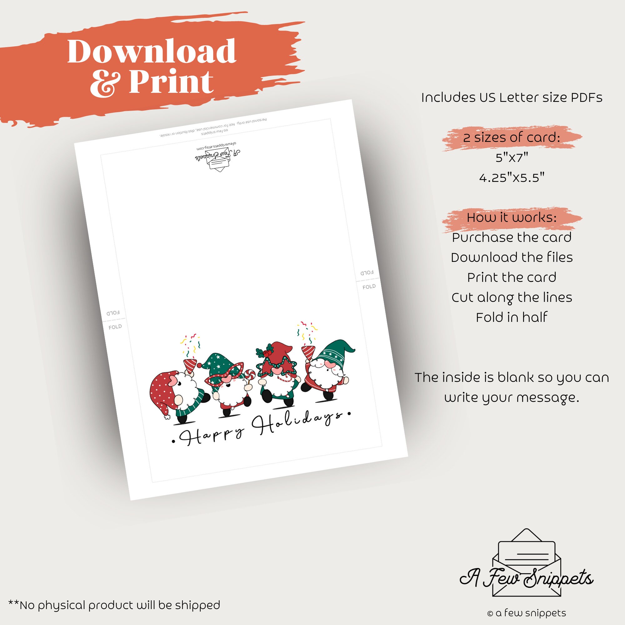 Happy Holidays Printable Christmas Card | Christmas Card | Instant ...