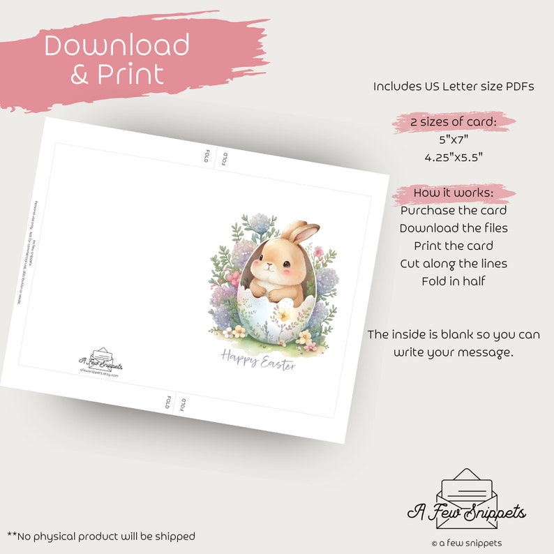 Happy Easter Printable Card | Easter Rabbit | Cute Bunny in Egg | Print ...