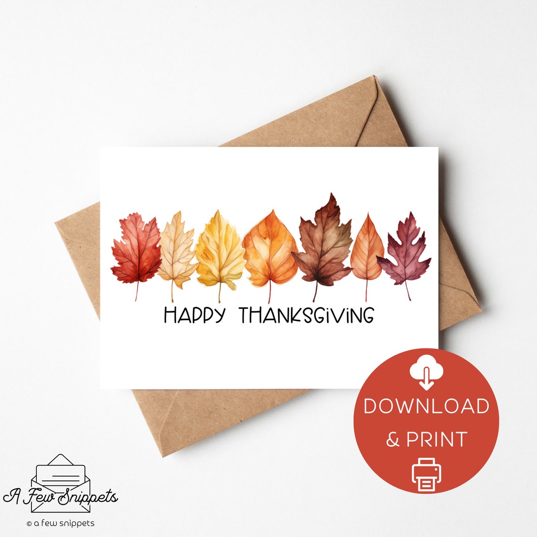 Happy Thanksgiving Printable Card | Thanksgiving | Print at Home | Card ...