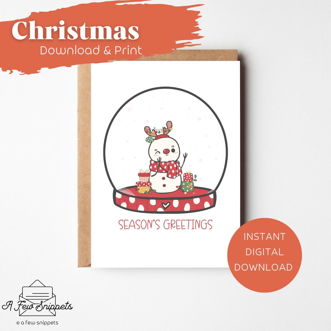 Season's Greetings Snowman Snow Globe Christmas Card | Christmas Card ...
