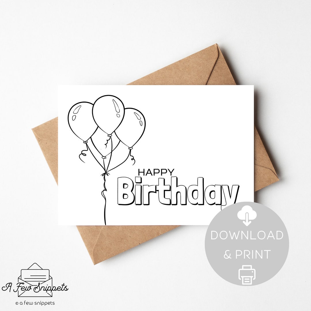 Happy Birthday Printable Card Birthday Card Card Template Instant ...