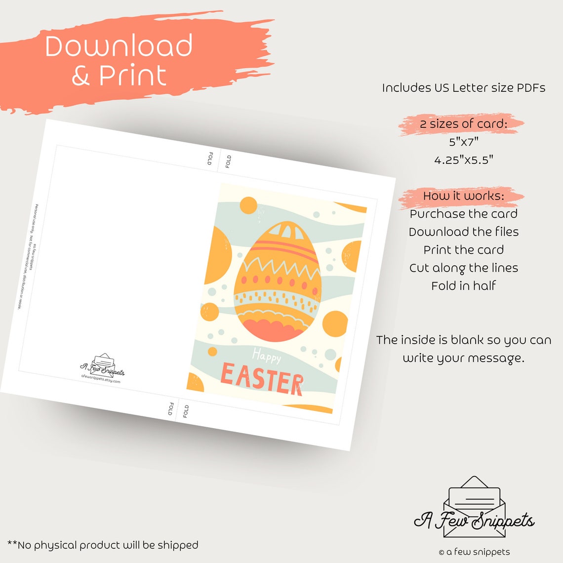Happy Easter Printable Card Easter Egg Retro Easter Card Print at Home ...