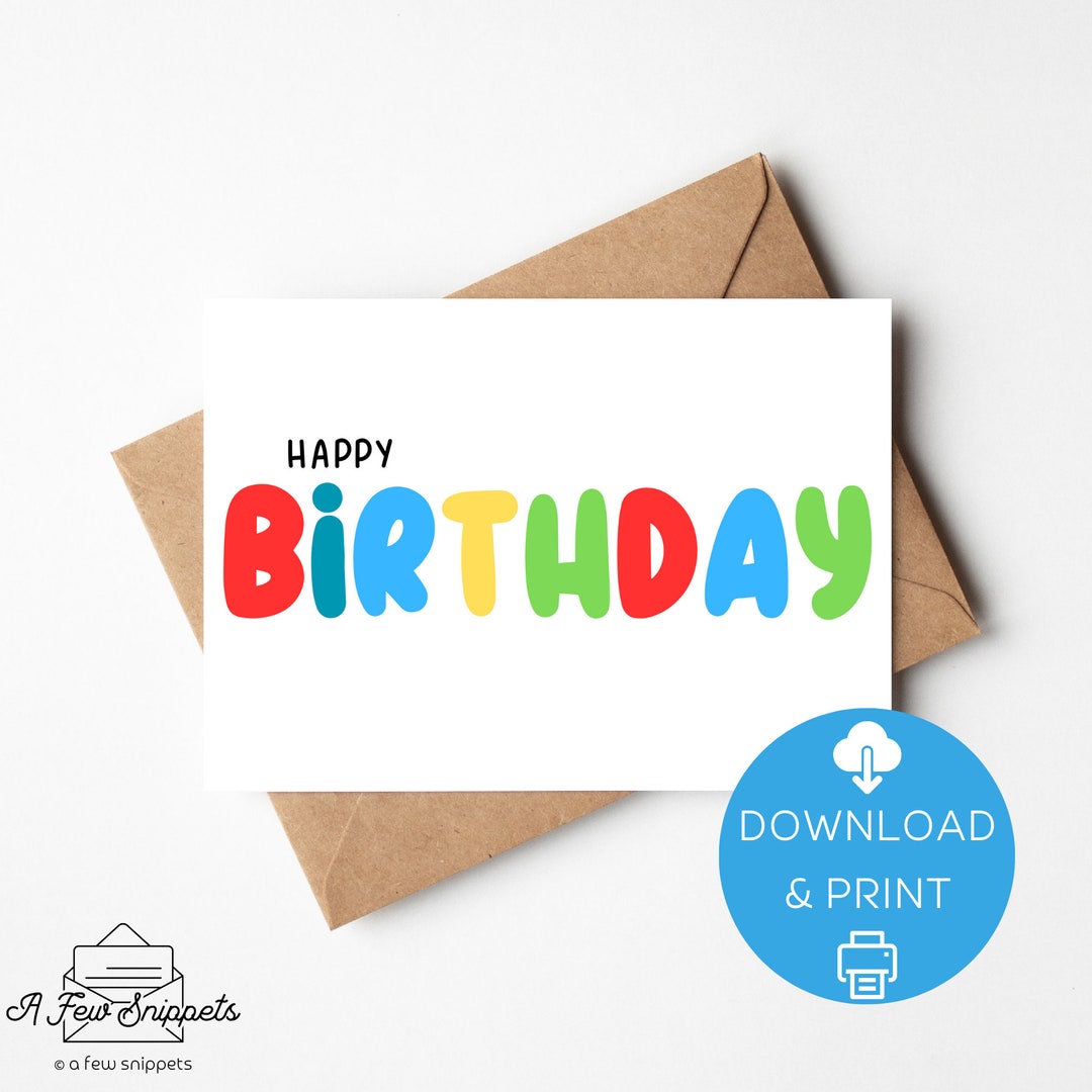 Happy Birthday Printable Card | Birthday Card | Card Template | Instant ...