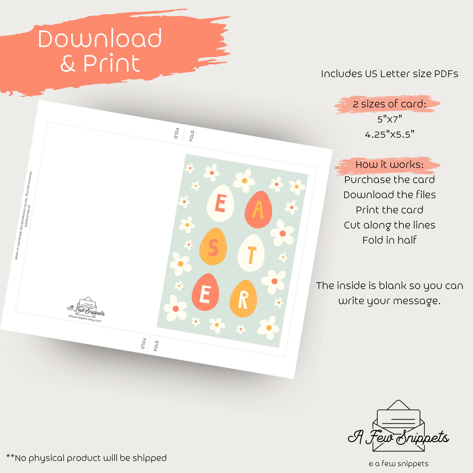 Easter Printable Card | Easter Egg | Retro Easter Card | Simple | Print ...