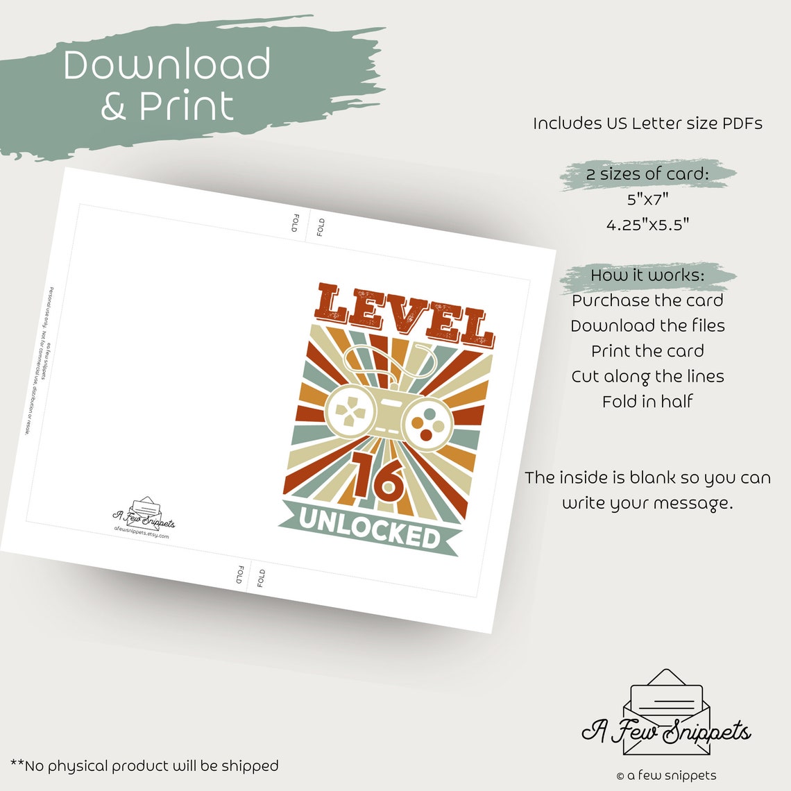 Level 16 Unlocked Birthday Printable Card | Birthday Card | Card ...