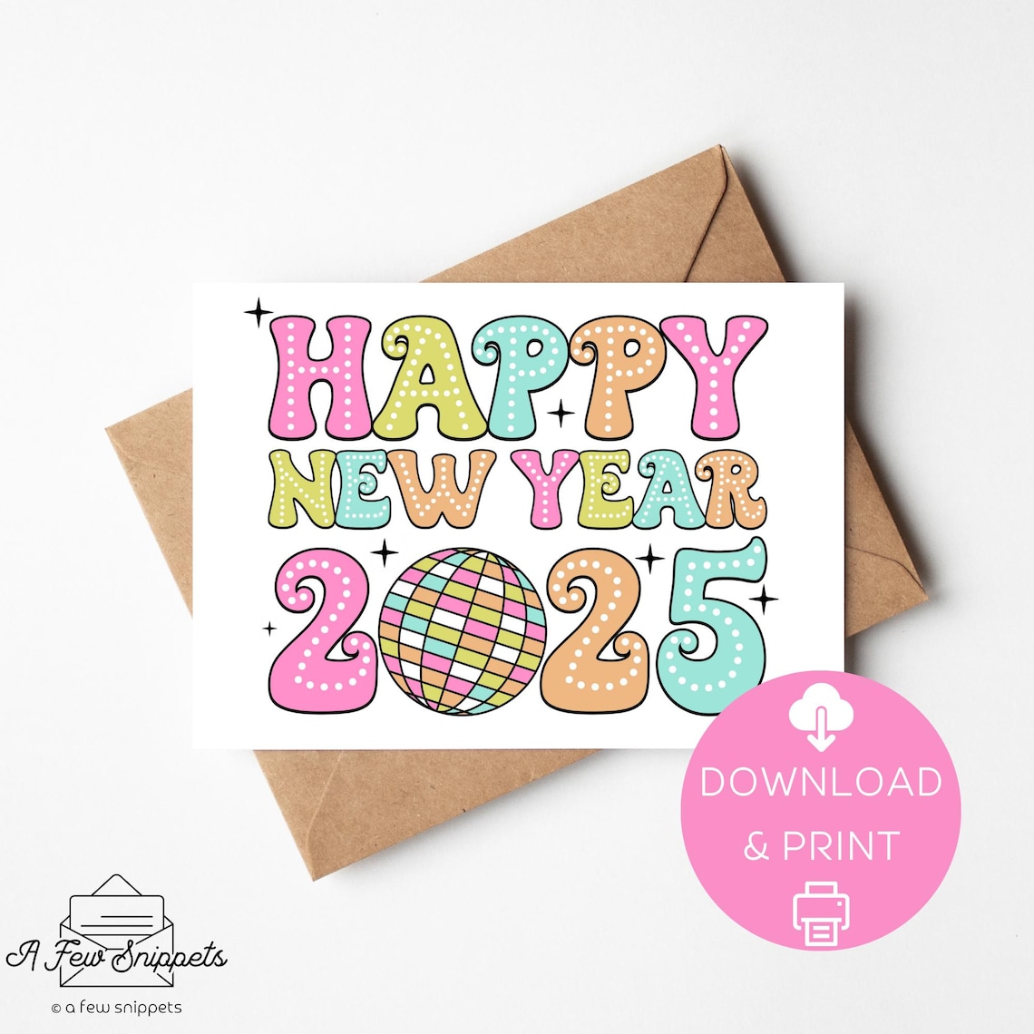 Happy New Year 2025 Printable Card | 2025 | Instant Download PDF | New ...