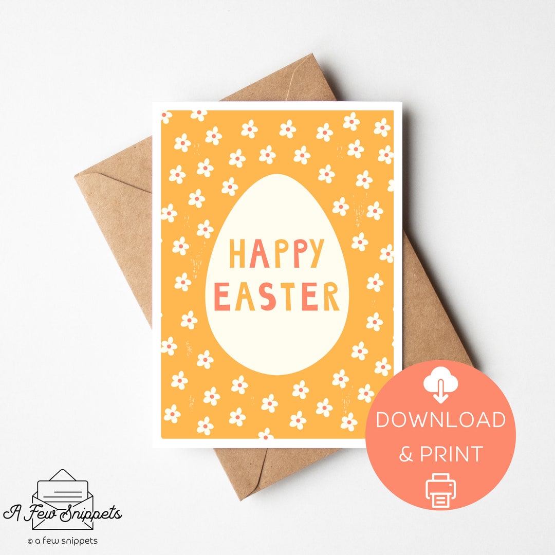 Happy Easter Printable Card Easter Egg Retro Easter Card Print at Home ...