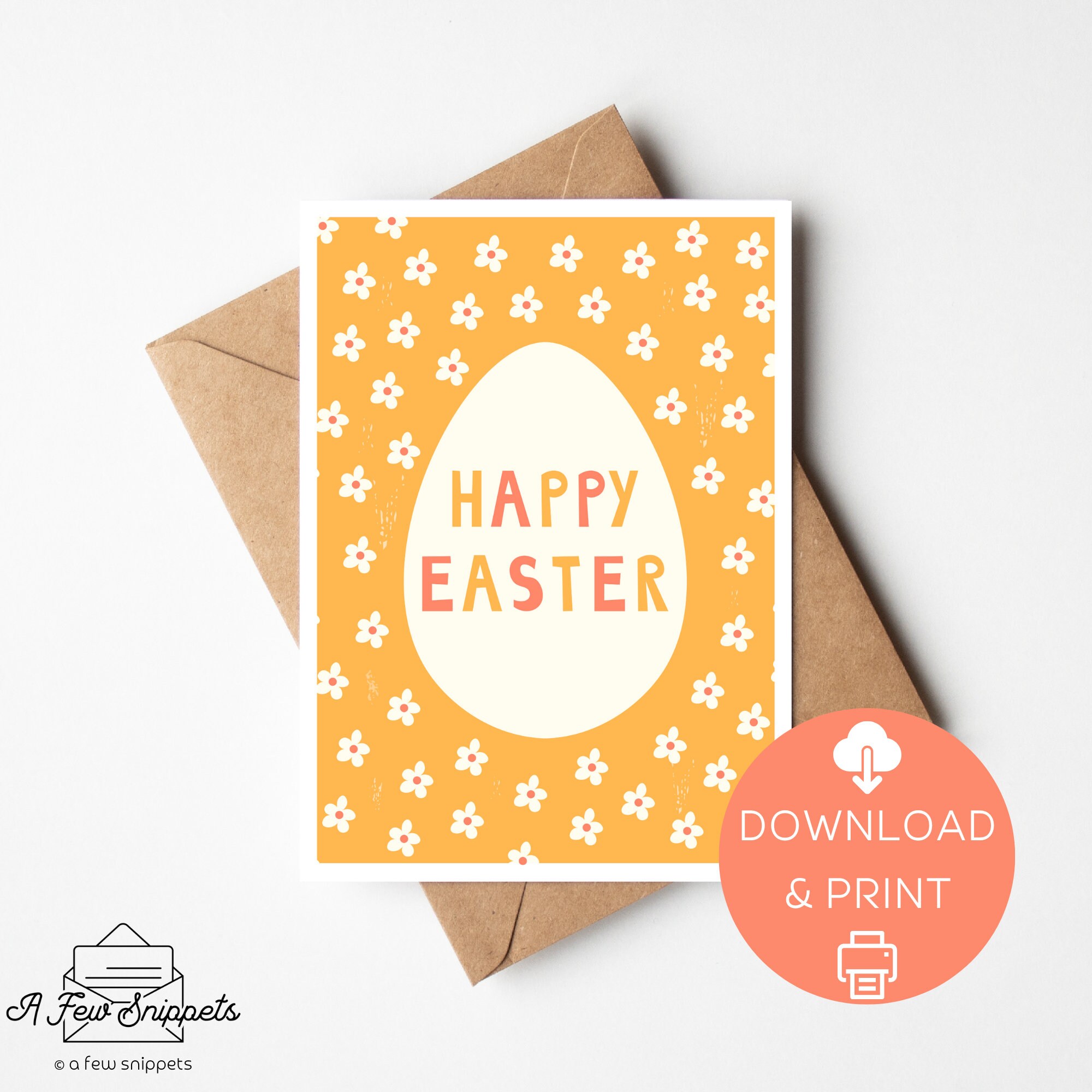 Happy Easter Printable Card Easter Egg Retro Easter Card Print at Home ...