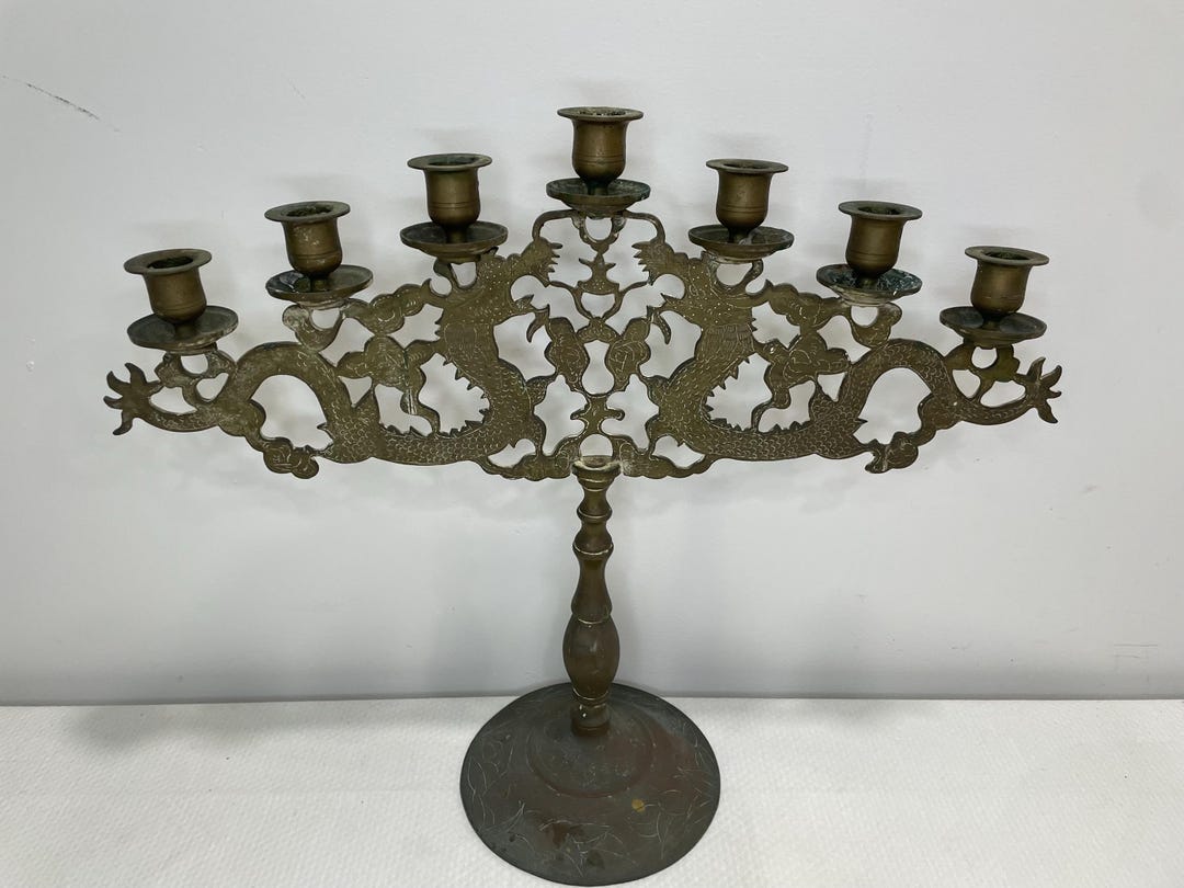 Vintage Brass Chinese Dragon Candelabra 21 X 17 - Etsy