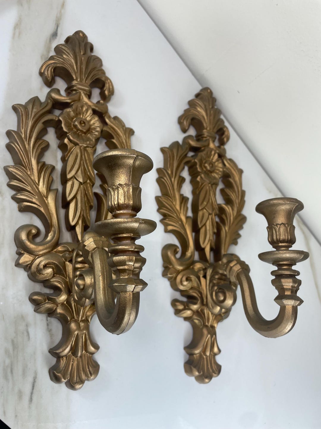 Vintage Pair of Hollywood Regency Hard Plastic Candle Sconces 14” - Etsy