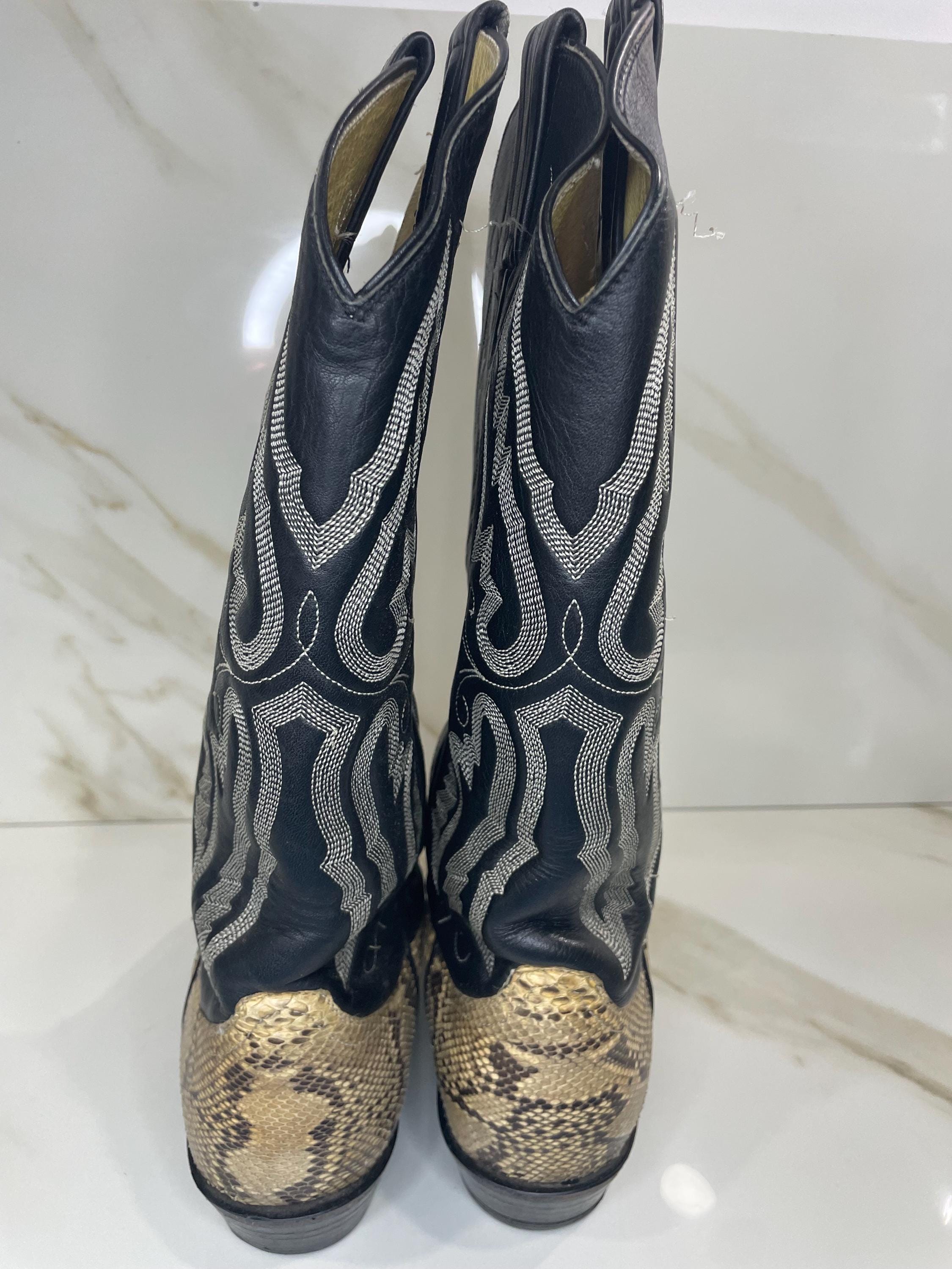 Vintage Panhandle Slim Cowbow Cowgirl Boots Snakeskin Size 6.5 Womens ...