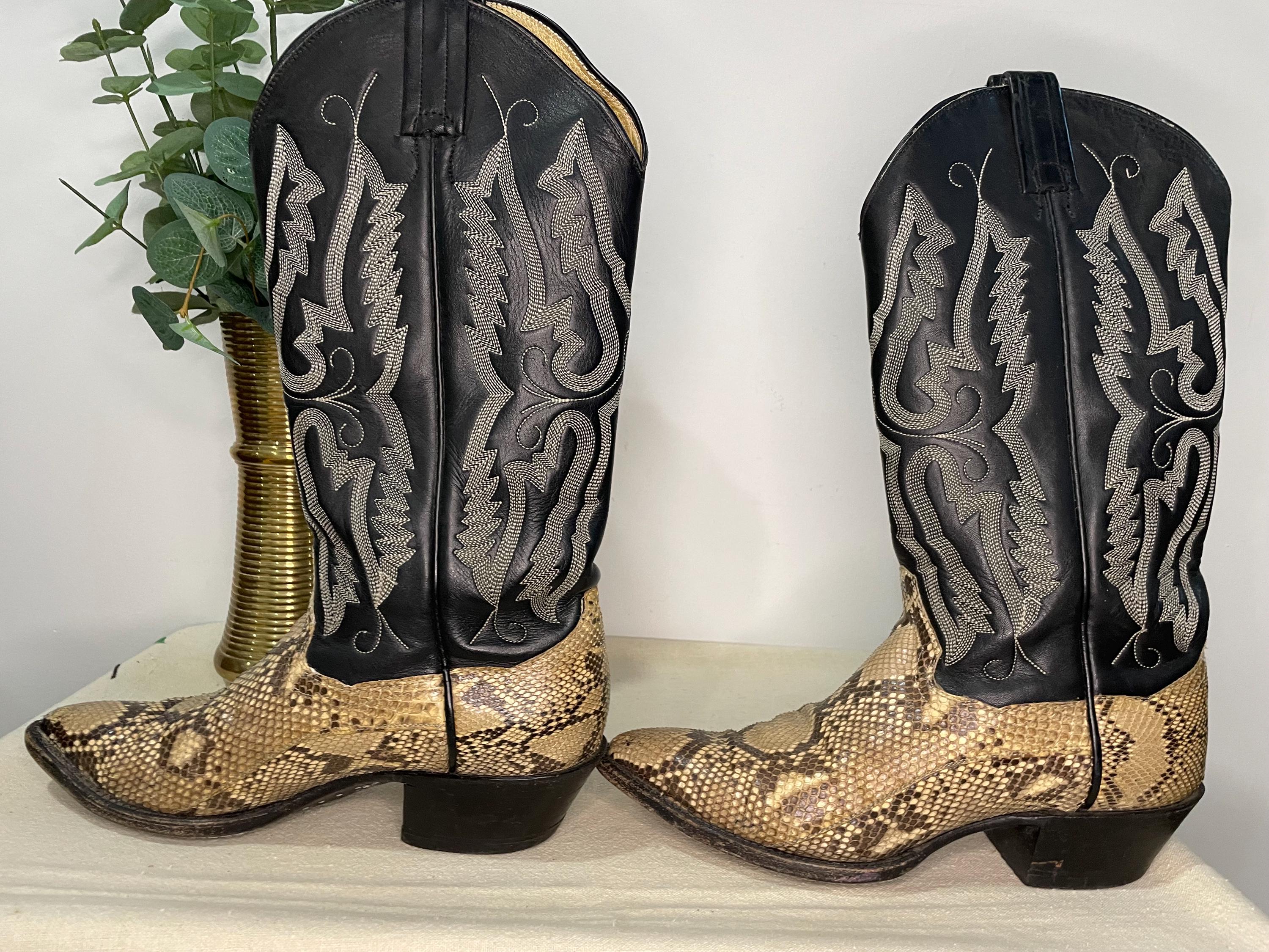 Vintage Panhandle Slim Cowbow Cowgirl Boots Snakeskin Size 6.5 Womens ...