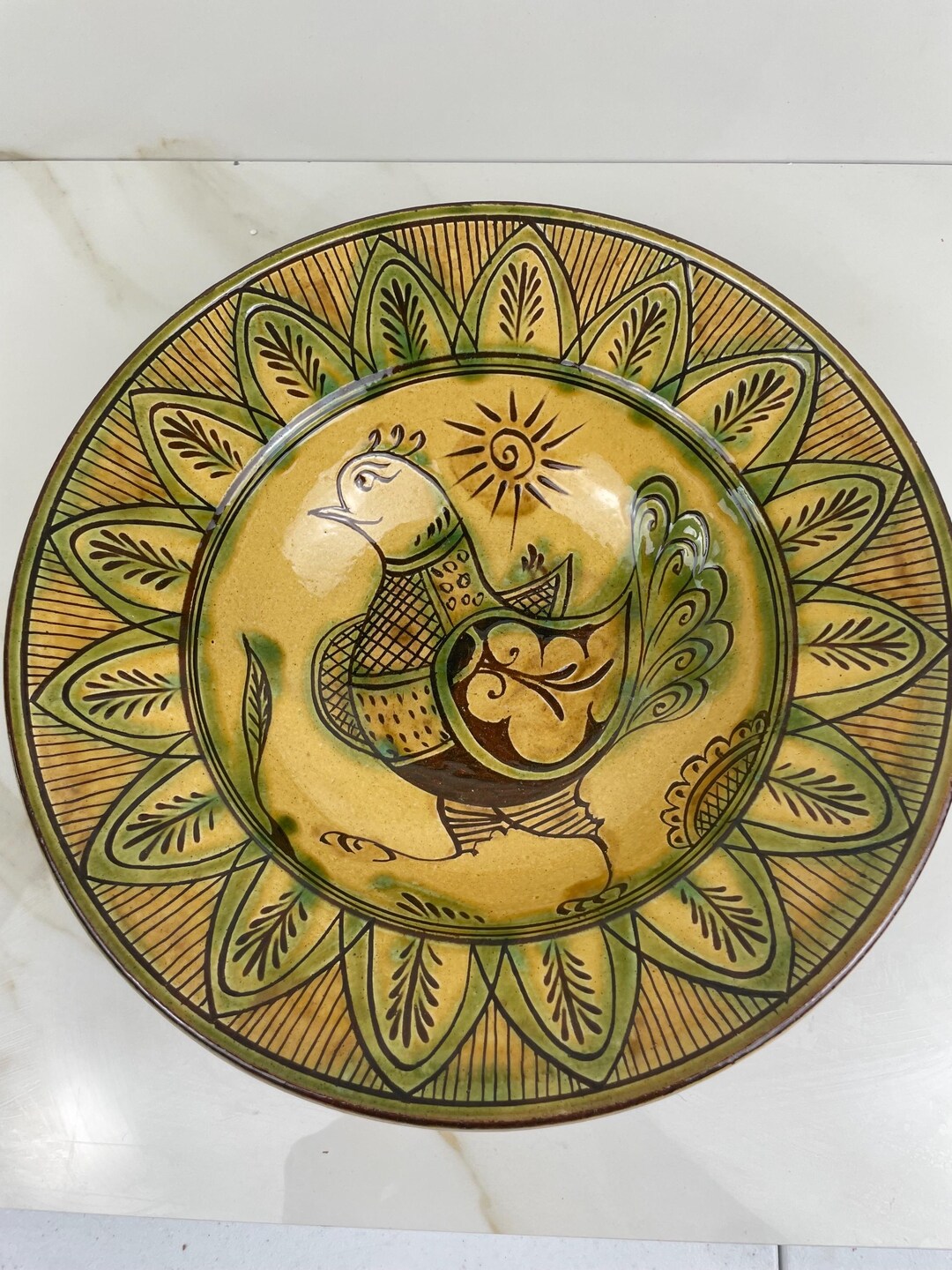 Vintage Hand Painted Folk Art Bulgar Floral Bird Motif Bowl Made in ...