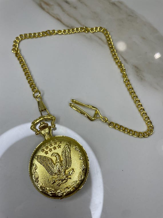 Vintage Japan Movement American Eagle Pocket Watch 17… - Gem