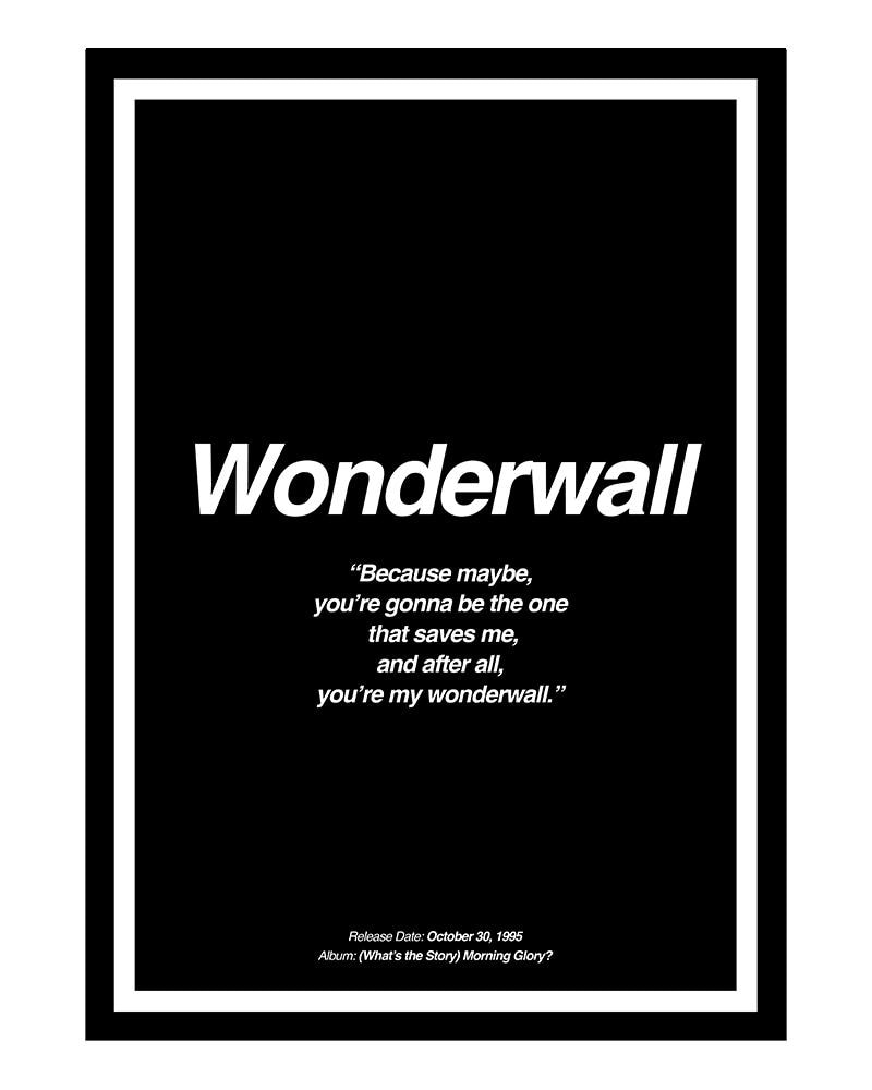 Wonderwall Oasis Lyrics Poster | Album Cover Poster | Music Wall Art ...