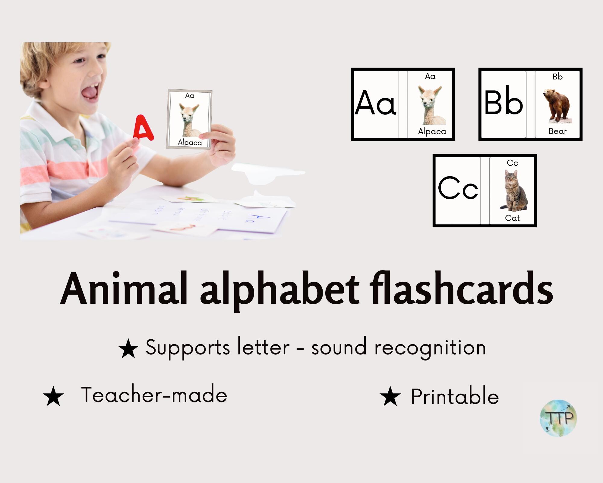 Alphabet Animal Flashcards Teacher-made Phonics Cards for Early Reading ...