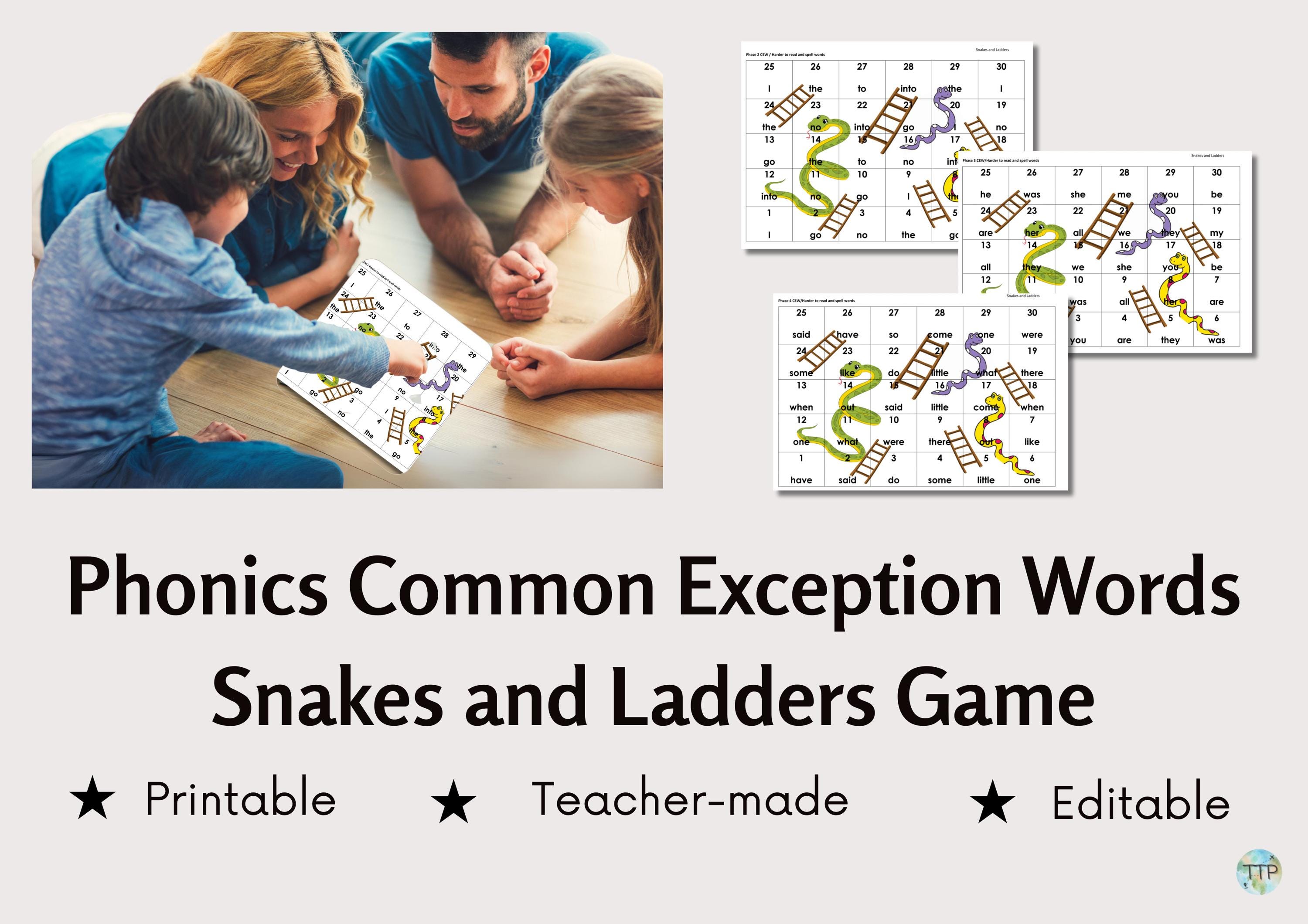 Phonics Common Exception Words Snakes and Ladders Game Teacher-made ...