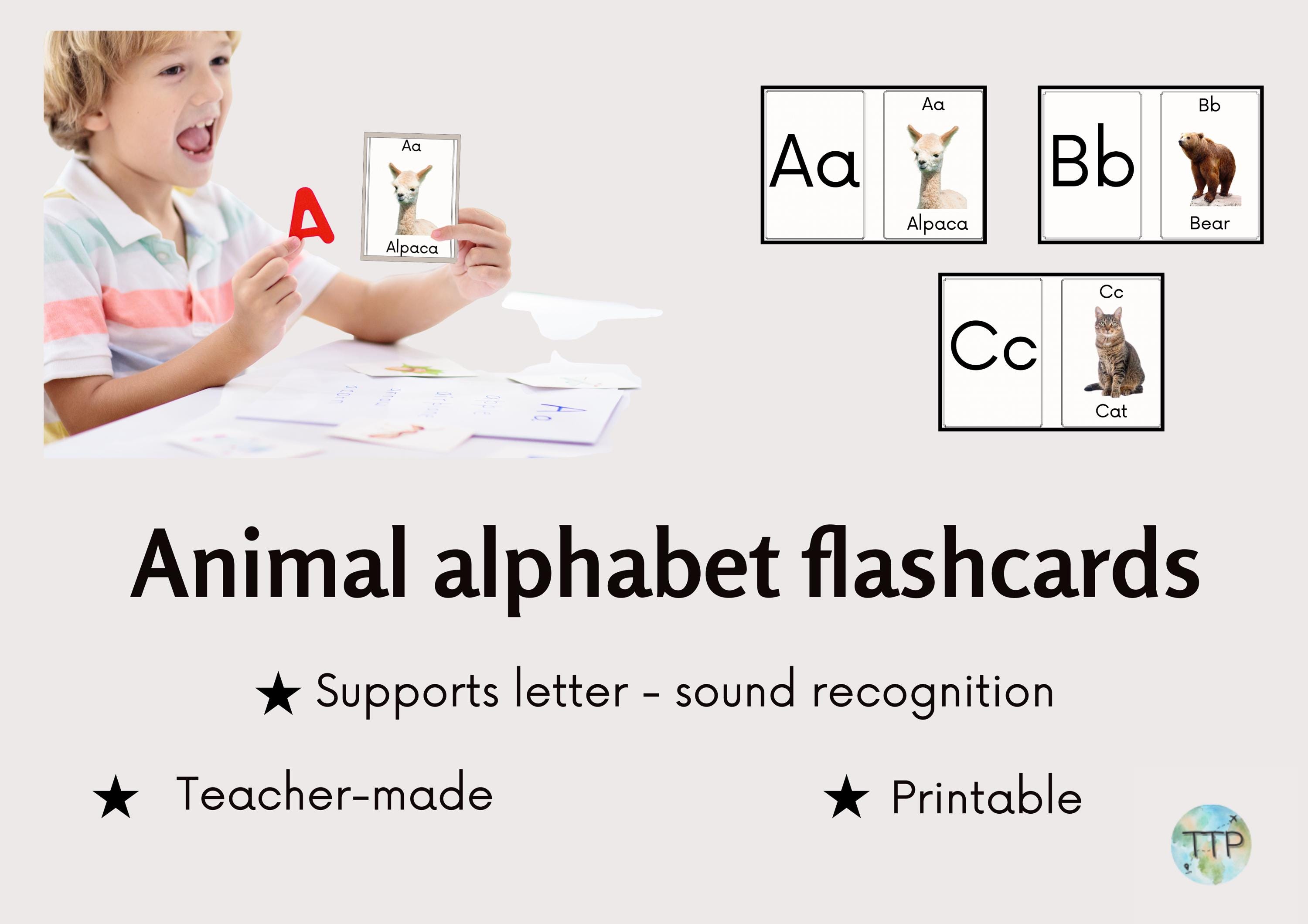 Alphabet Animal Flashcards Teacher-made Phonics Cards for Early Reading ...