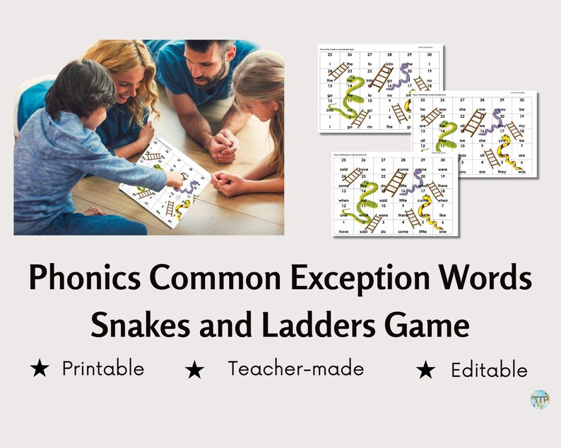 Phonics Common Exception Words Snakes and Ladders Game Teacher-made ...