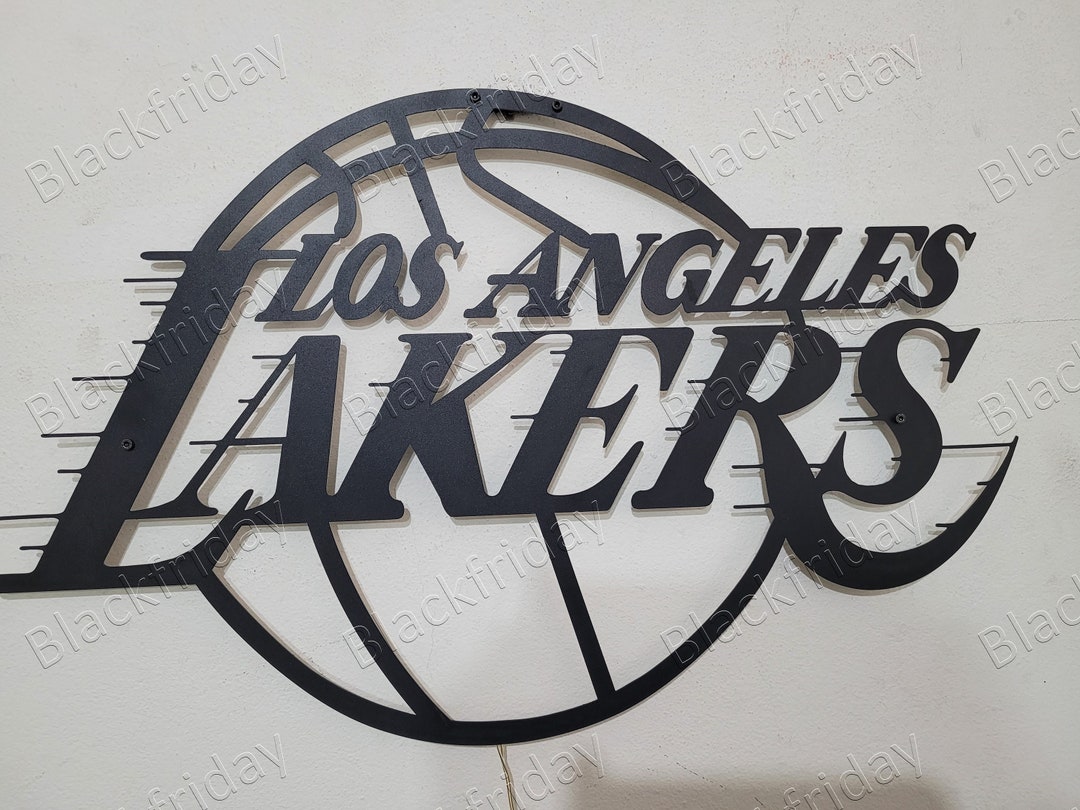 LAKERS Metal Logo, LED Metal Wall Art, Wall Decor, Lakers Garage Decor ...