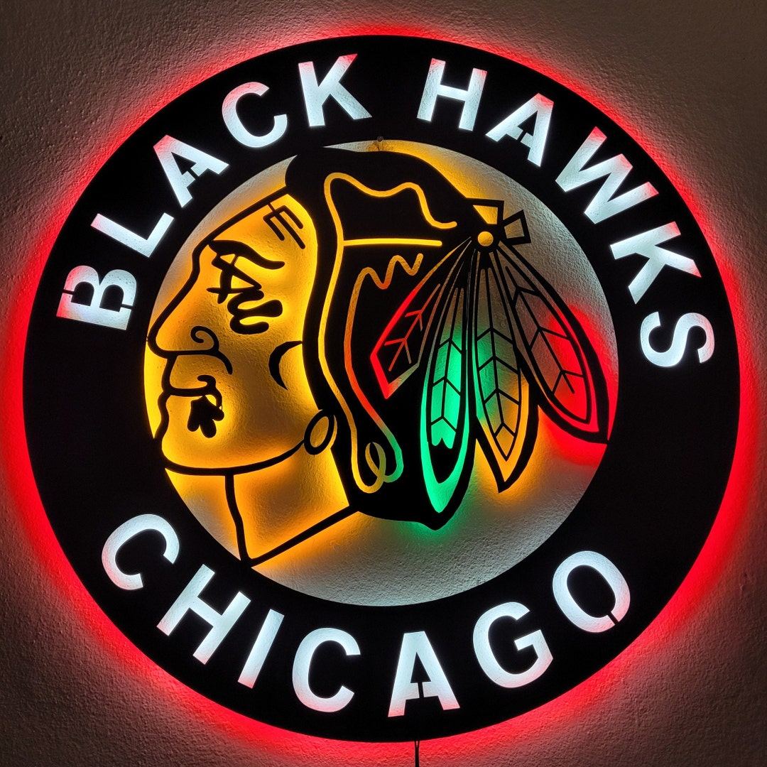 Chicago Blackhawks Metal Led Wall Sign, Chicago Blackhawks Led Decor ...