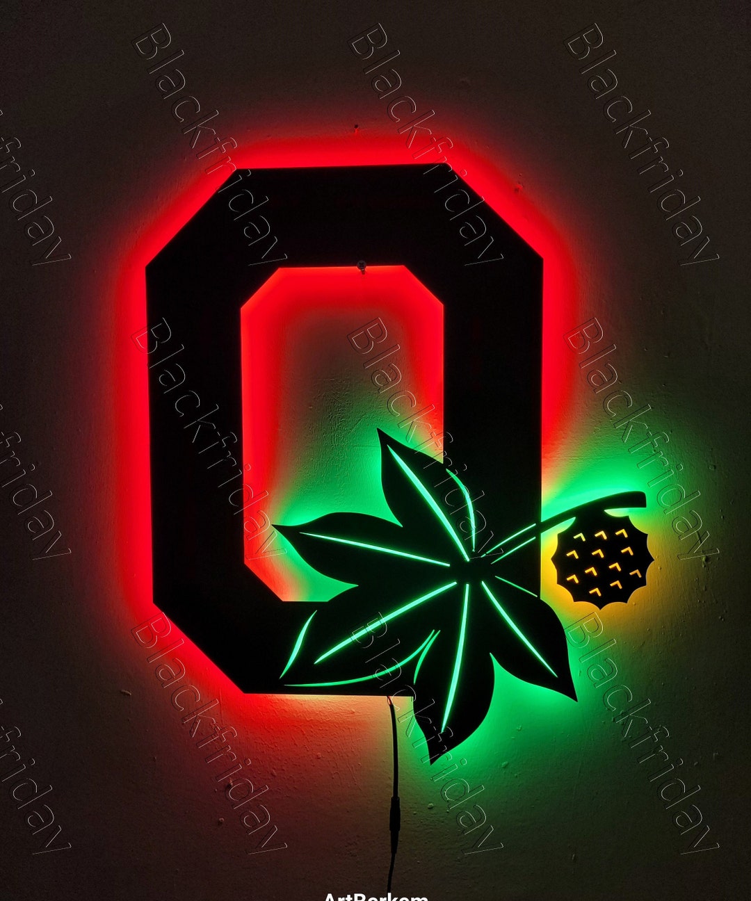 Ohio State Metal Logo, LED Metal Wall Art, Wall Decor, Ohio State ...