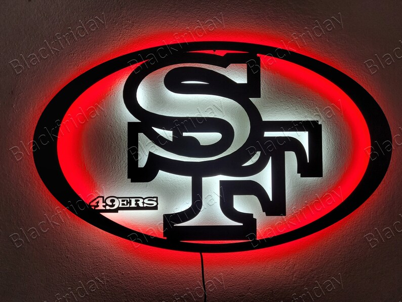 San Francisco 49ers Metal Logo, LED Metal Wall Art, Wall Decor, San ...