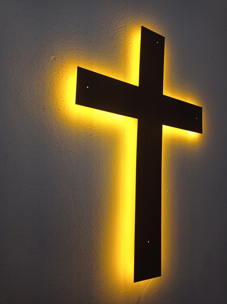 Jesus Crooss ,blessed Cross Metal Wall Art LED Light Christ Sign Home ...