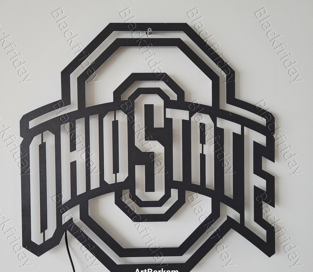 Ohio State Metal Logo, LED Metal Wall Art, Wall Decor, Ohio State ...