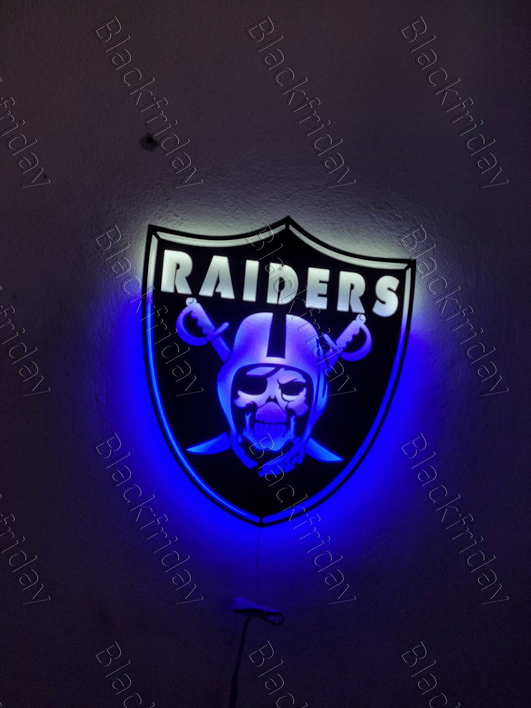 Raiders Metal Logo, LED Metal Wall Art, Wall Decor, Raiders Garage ...