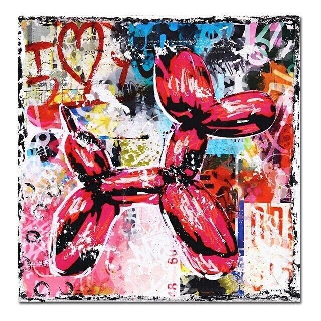 Graffiti Balloon Dog Canvas Print Abstract Street Pop Wall Art - Etsy