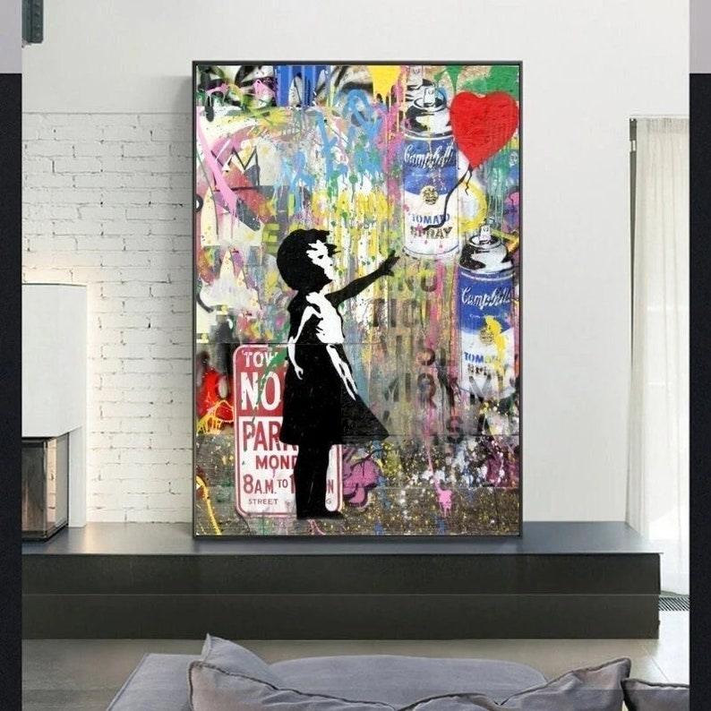 Banksy Art Girl With Balloon Graffiti Canvas Etsy