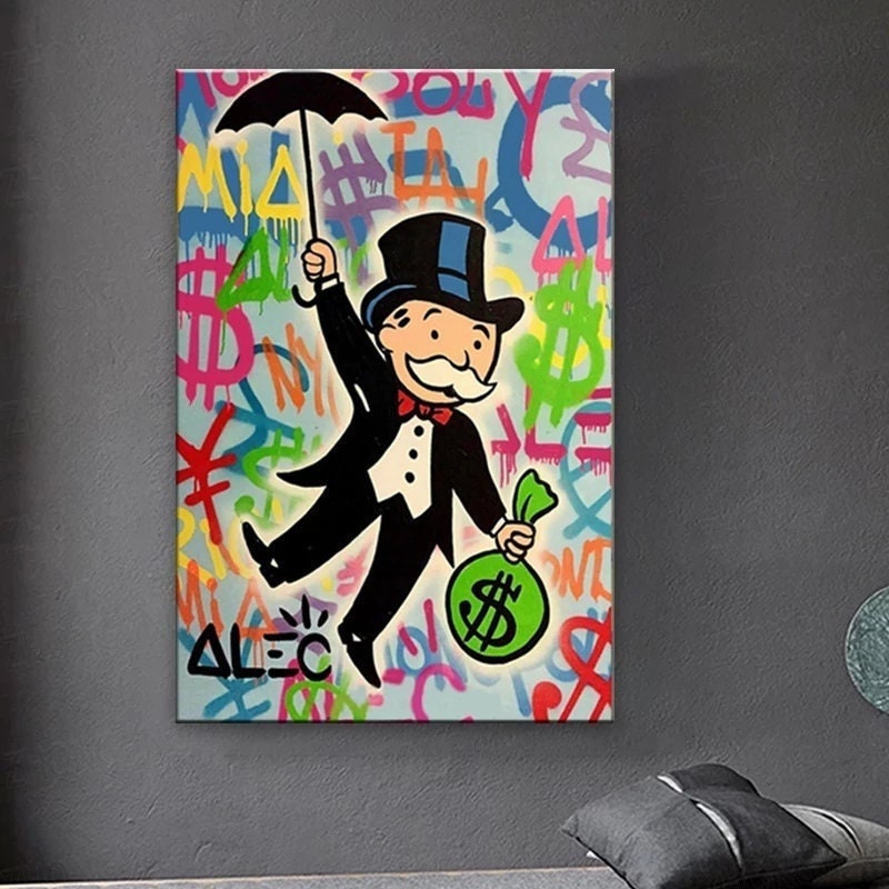 Monopoly Graffiti Wall Street Art American Flag Canvas Home Decor - Etsy