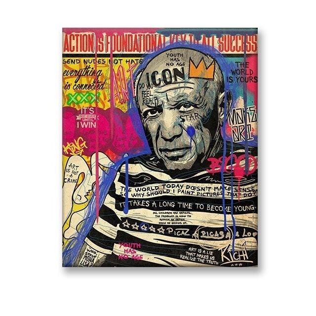 Graffiti Pop Art Portrait Canvas Painting Famous Statue of Julius Cesar ...